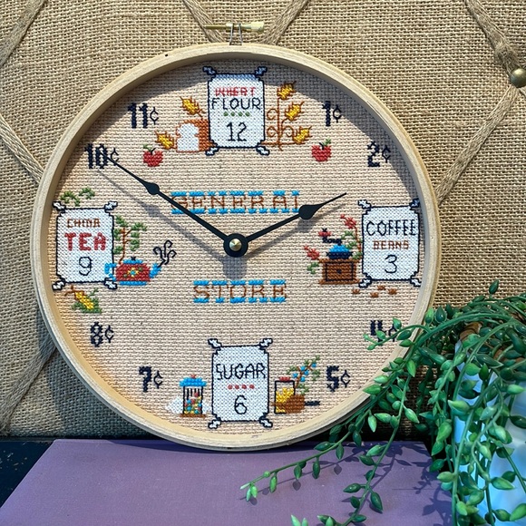 Hand Crafted | Accents | Cross Stitch Clock | Poshmark